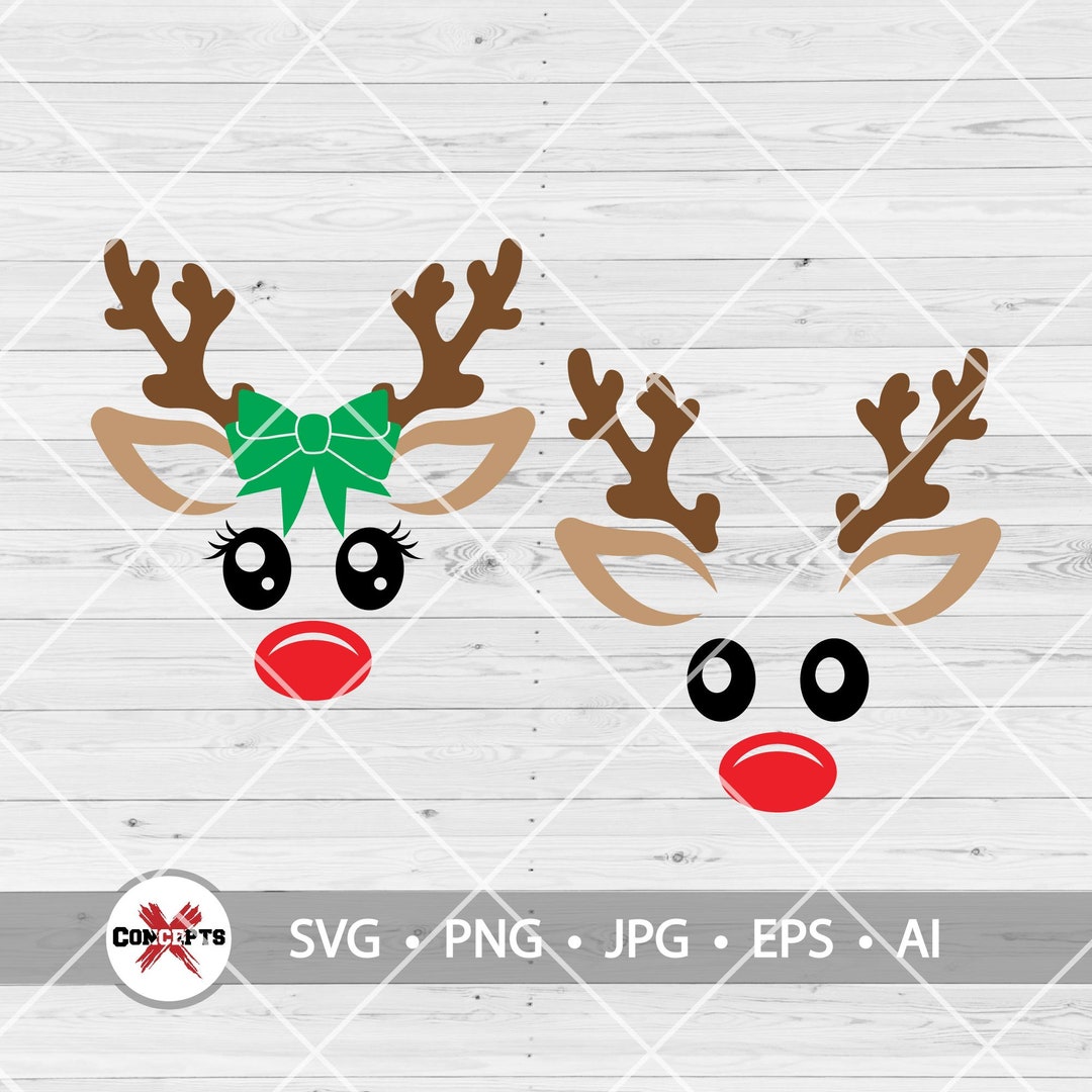 Reindeer SVG, Christmas SVG, Reindeer Face SVG, Cute Reindeer Red Nose ...