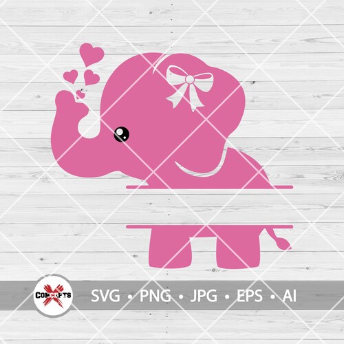 Baby Elephant SVG Cute Girl Elephant With Heart Monogram Svg - Etsy