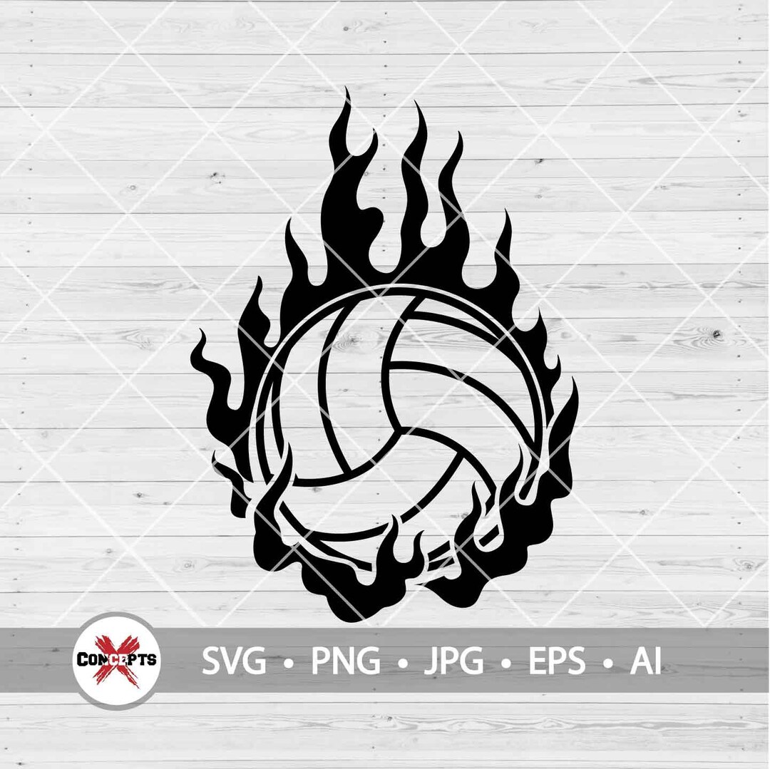 Flaming Volleyball SVG, Volley Ball Sport SVG, Burning Ball SVG, Sport ...