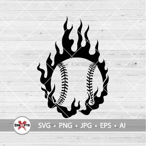 Flaming Baseball SVG, Baseball Clipart, Sport Ball SVG, Baseball on ...