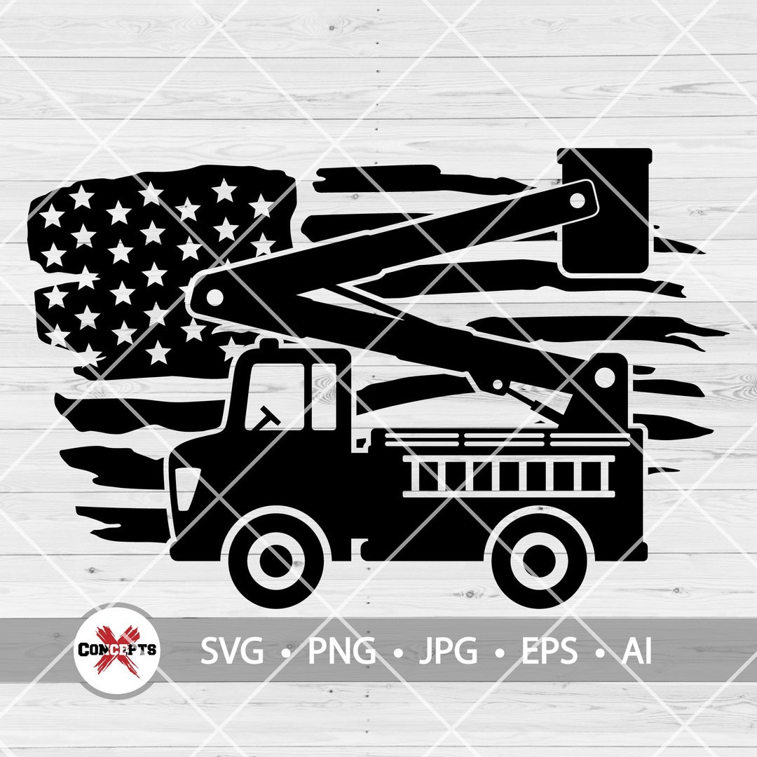 US Bucket Truck Svg File, Lift Truck SVG, Cherry Picker SVG, Boom Truck ...