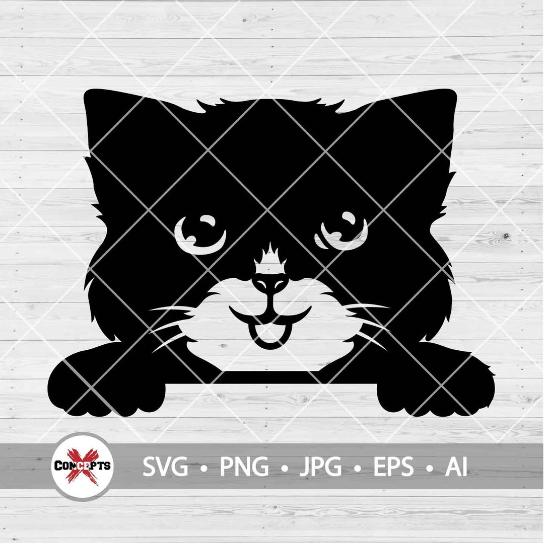 Cute Peeking Black Cat SVG, Curious Kitten Clipart, Cat Svg, Black Cat ...