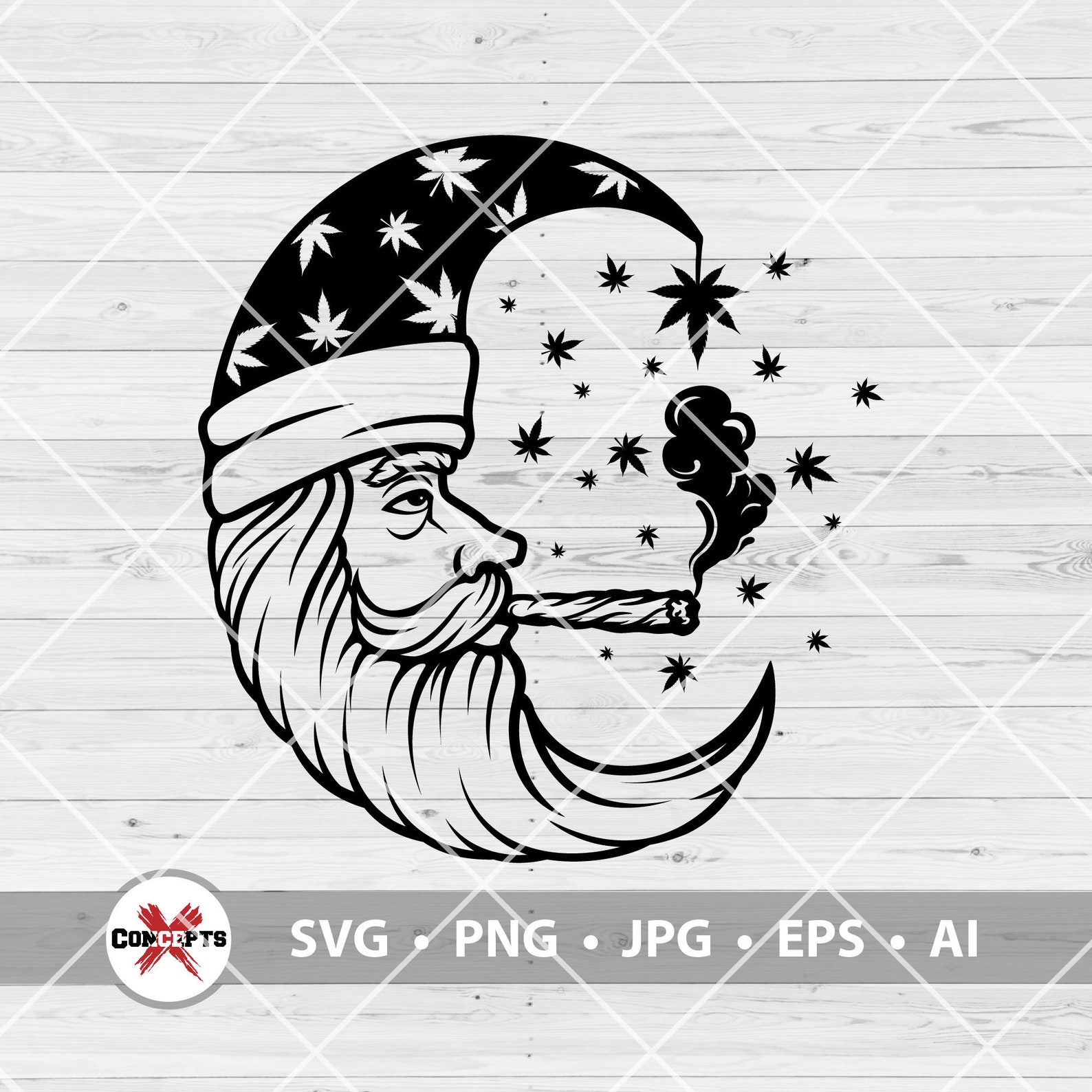 Santa Moon Smoking Joint Svg, Santa Weed Svg, Weed Svg, Cannabis Svg ...
