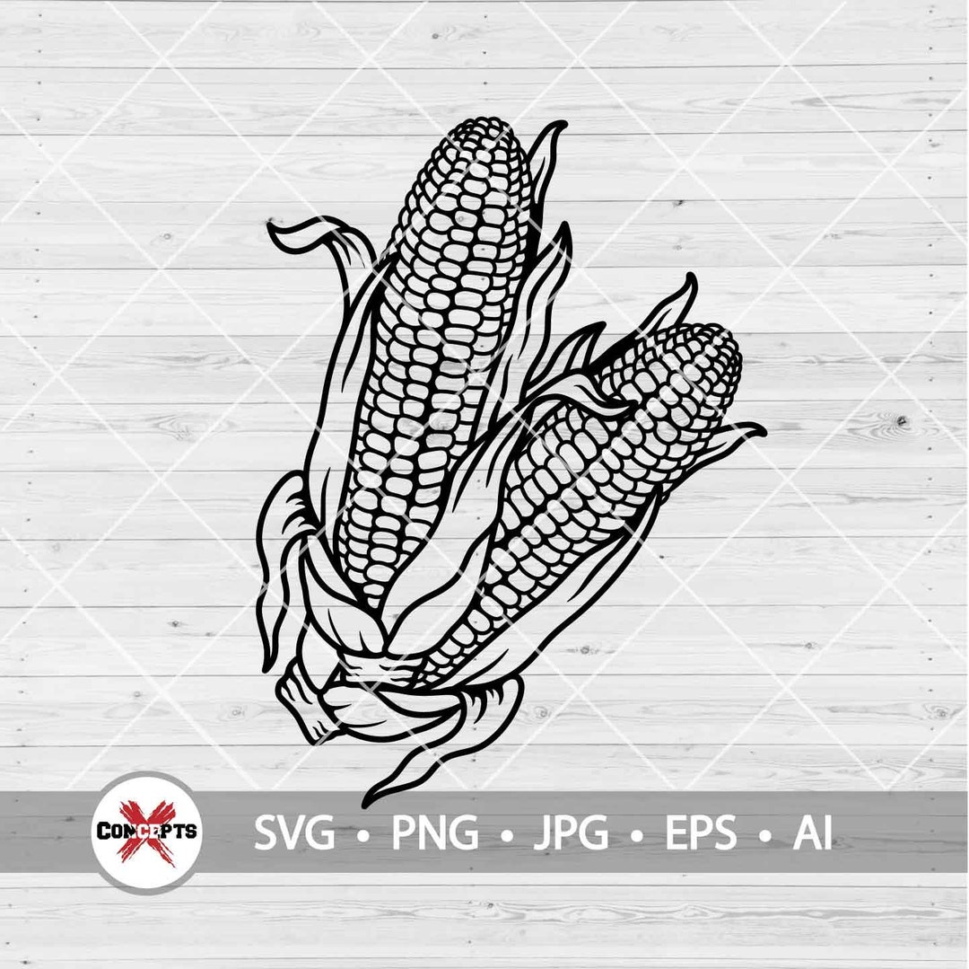 Corn SVG, Maiz Silhouette, Corn Lineart SVG, Corn Clipart, Transparent ...
