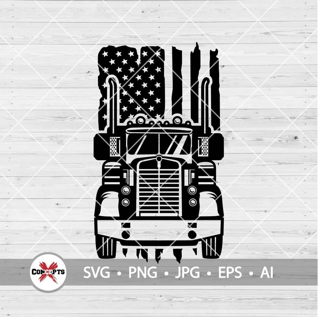US Semi Truck Svg, Semi Truck Svg, American Flag, Trucker Svg, Big ...