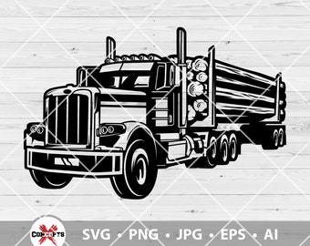 Logging Truck Outline #3 SVG Trucking Svg Truck SVG Logging Svg Truck ...