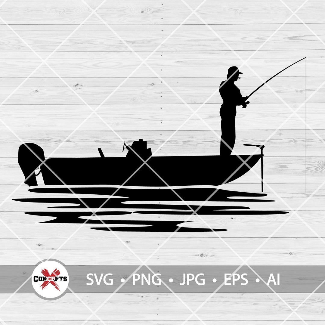 Fisherman SVG, Motorboat Fishing Svg, Fisherman Silhouette, Fisherman ...
