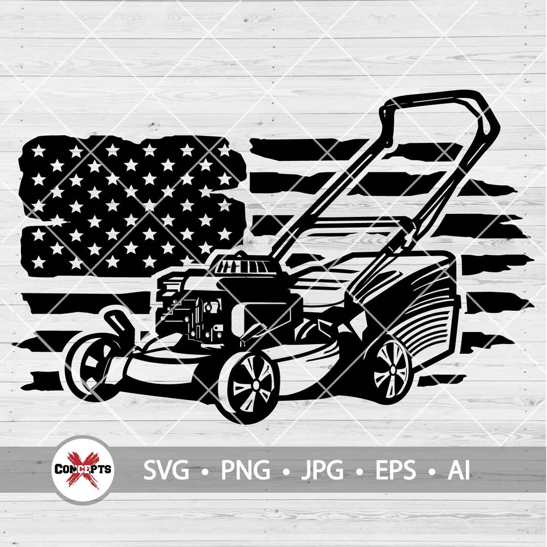 US Push Mower SVG, Us Push Lawnmower SVG, American Flag, Us Lawn Mower ...