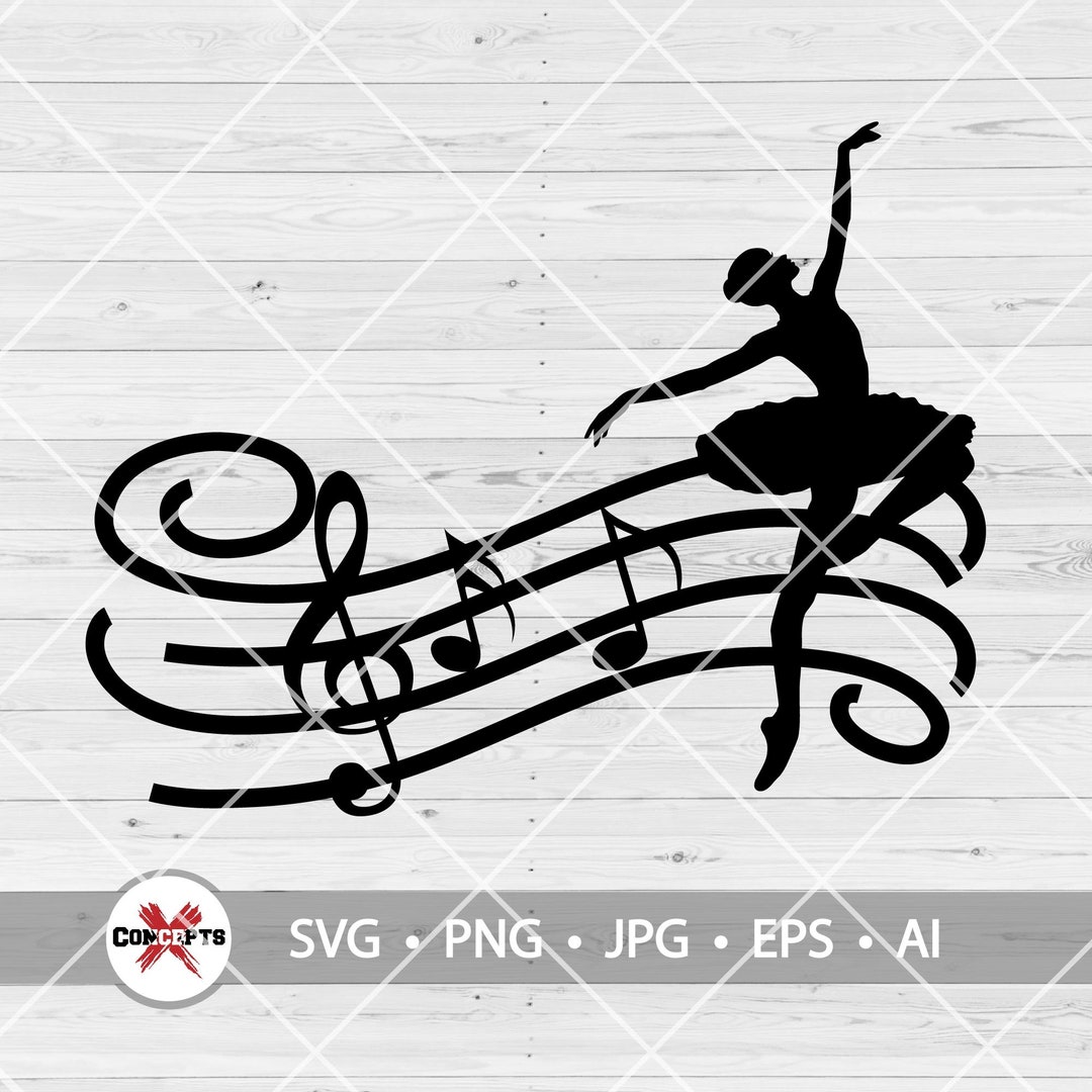 Music Notes Ballet Dancer SVG File, Dance SVG, Ballerina Svg, Ballerina ...