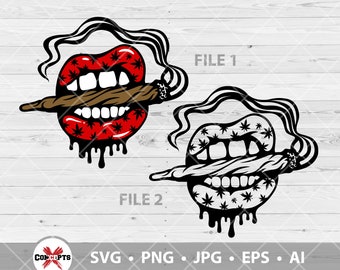Lips Smoking Svg | Etsy