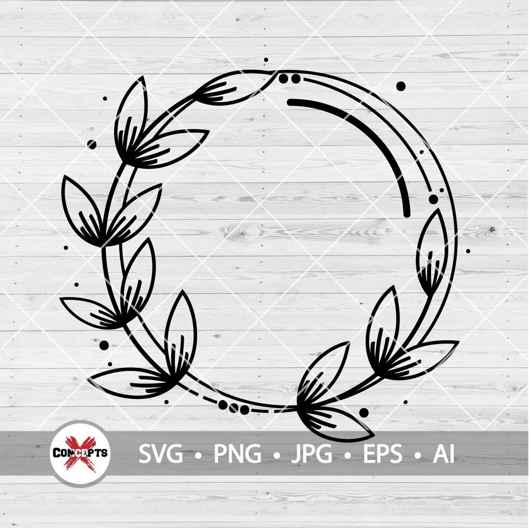 Wreath Monogram SVG, Wreath Svg, Leaf Circle Svg, Wedding Wreath Svg ...