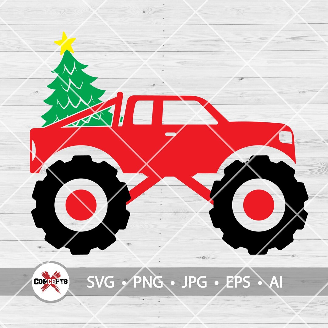 Christmas Truck Svg, Monster Truck Svg, Merry Christmas Svg, Kids Cut ...