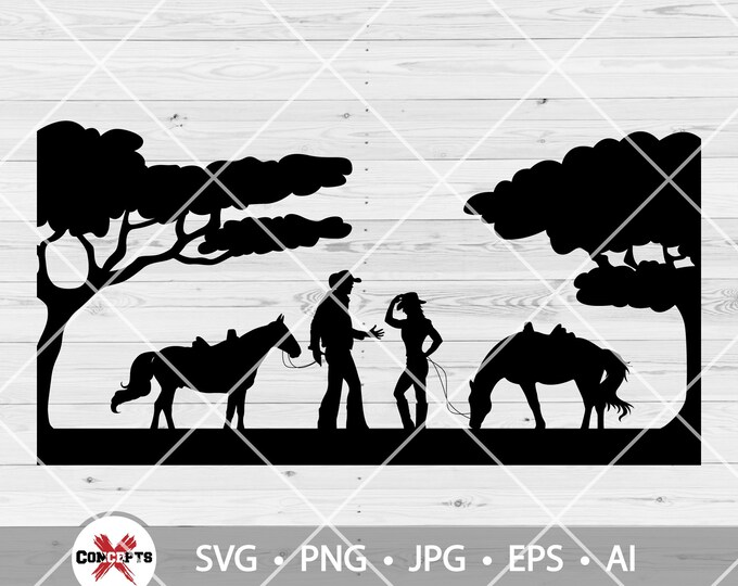 Cowboy & Cowgirl Svg Western Couple Svg Cutting Image, Country Folks ...