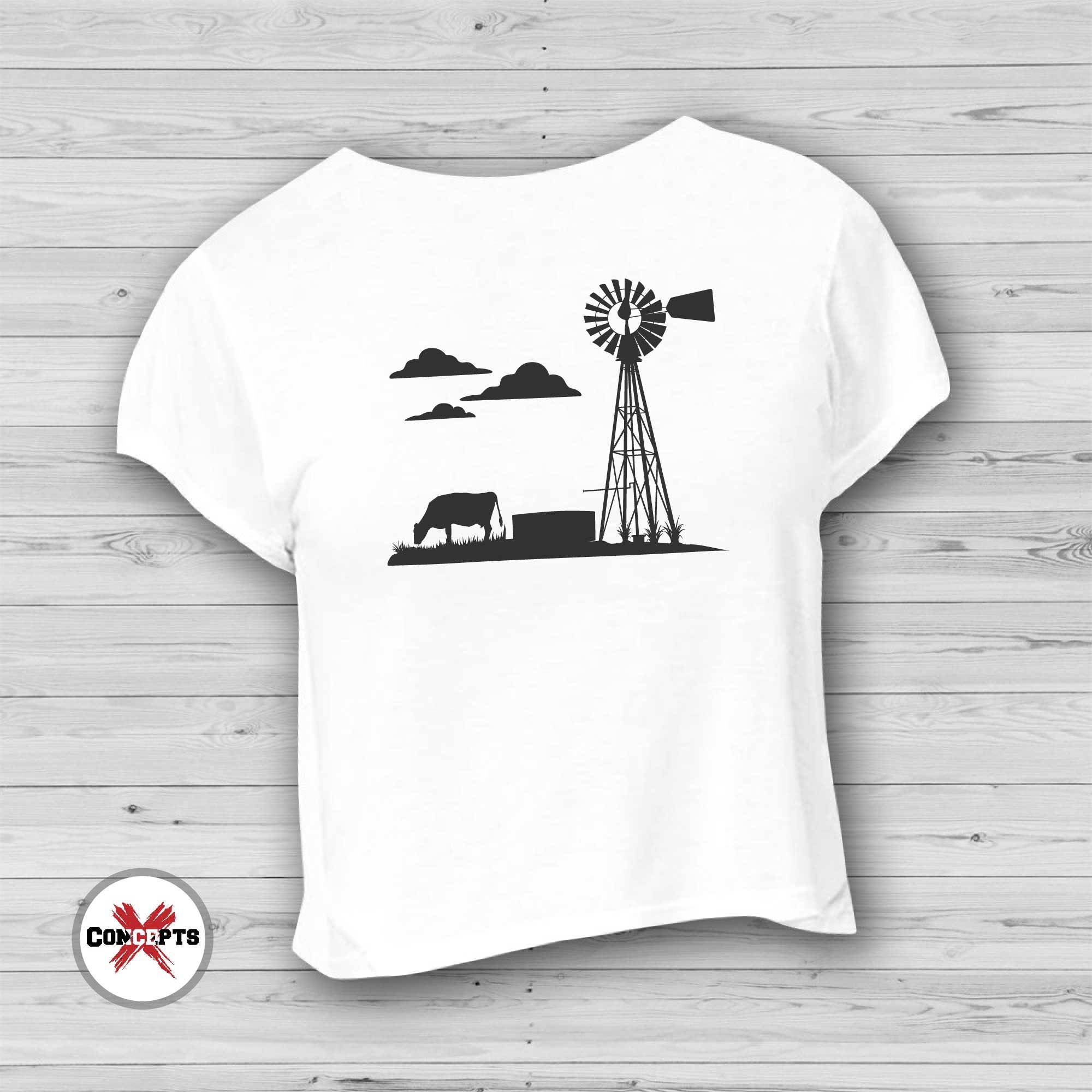 Farm Scene With Cattle and Windmill SVG File Farming Svg - Etsy
