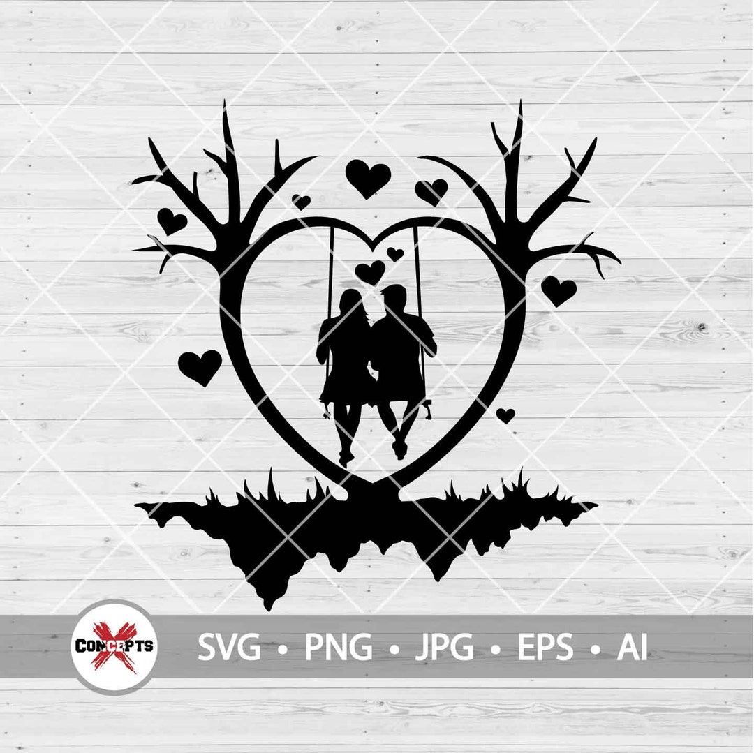 Pärchen Baum Schaukel SVG, Baum der Liebe Svg, Love Svg, Love Svg, Love Svg, Herz Baum svg, Png ...