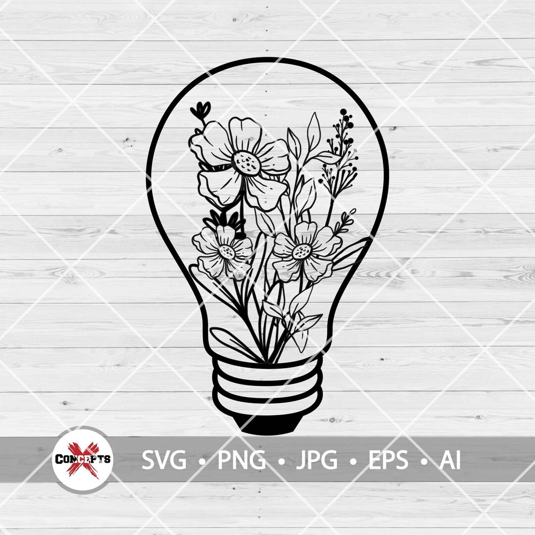 Wildflower Svg, Light Bulb Floral Svg, Bulb Svg, Floral Svg, Flowers ...