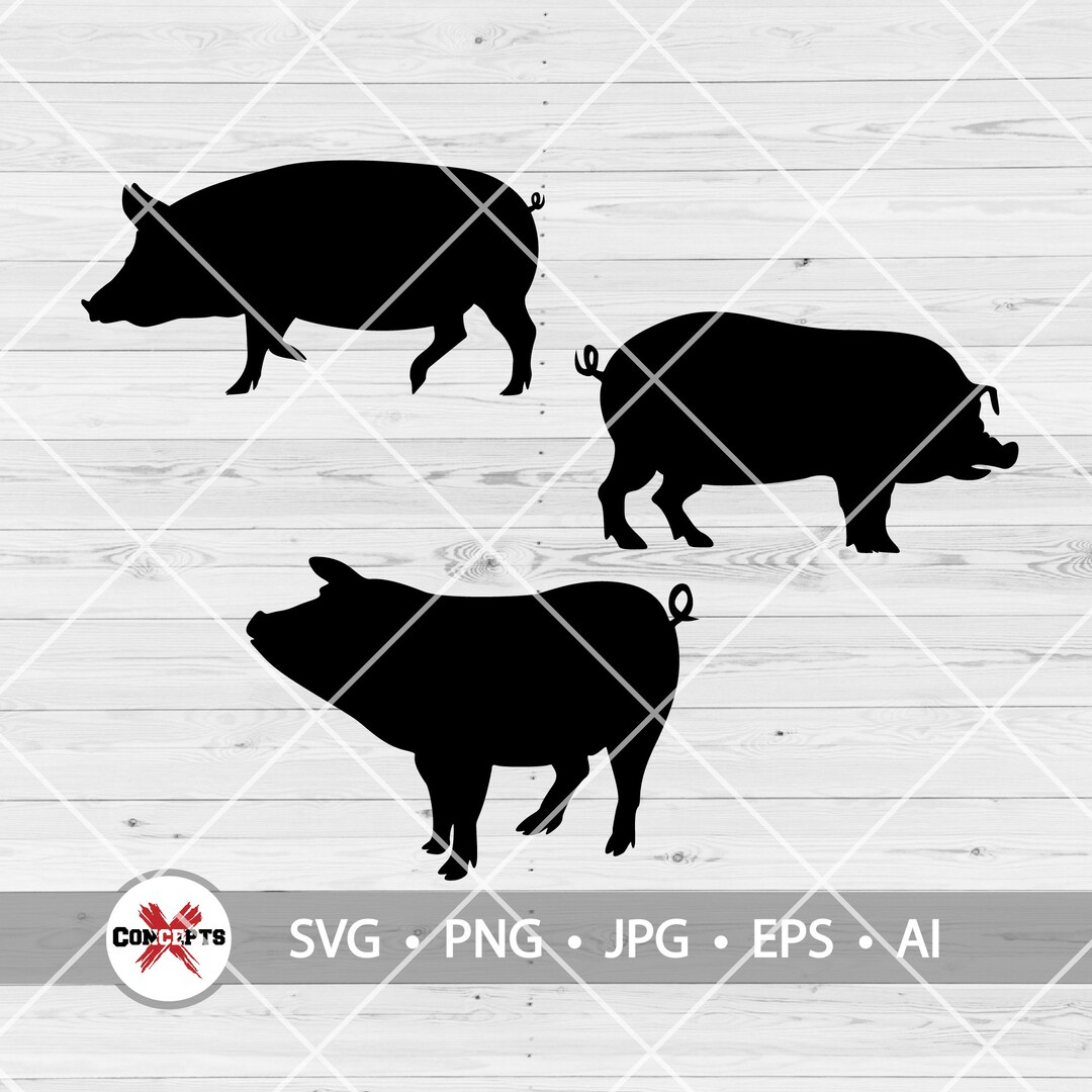 Pig Svg Bundle, Pigs SVG File, Farm Animal SVG, Pig Illustration, Show ...