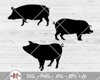 Cute Pig With Flowers Svg Smiling Pig Svg Happy Pig Svg - Etsy