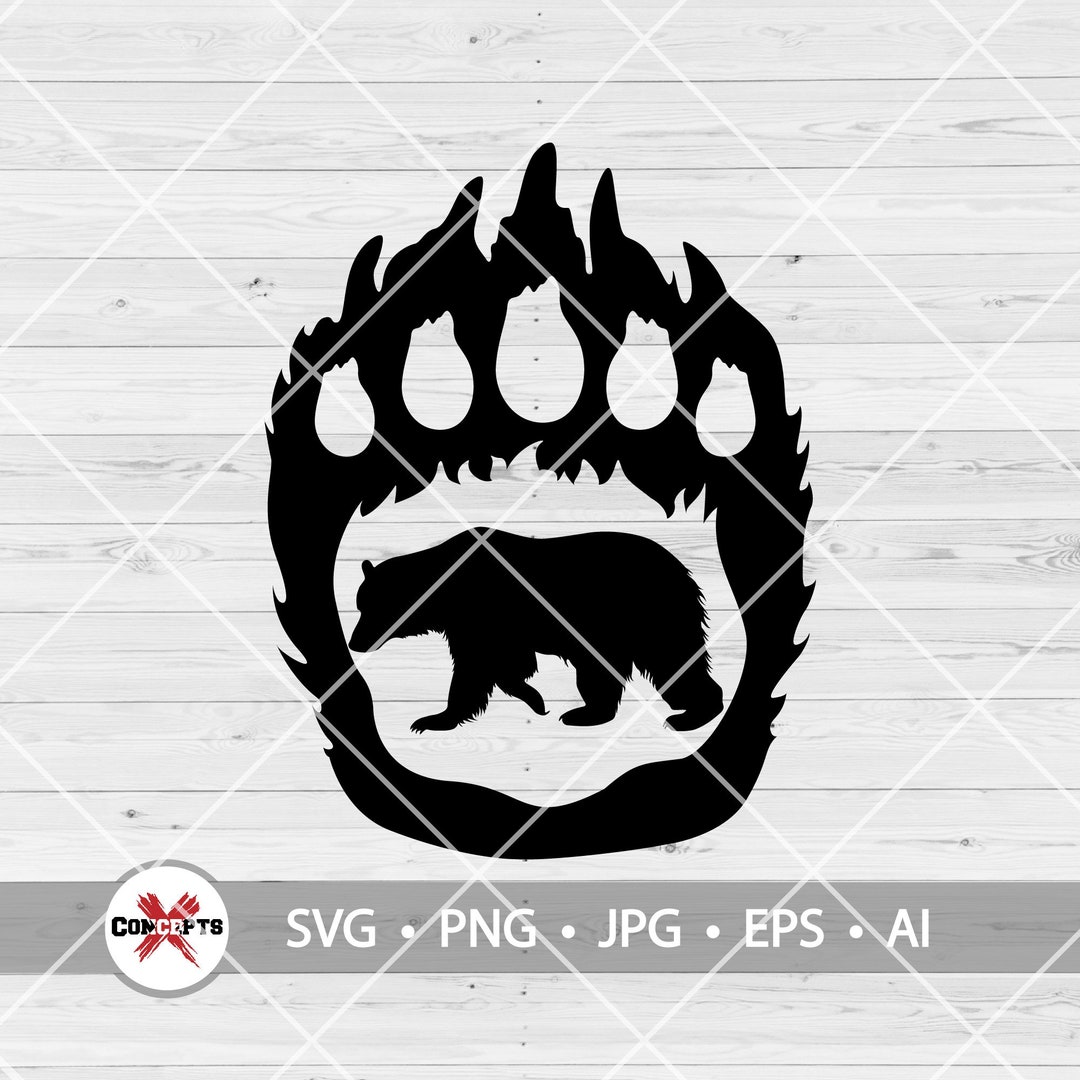Bear Paw Svg File, Bear Svg, Bear Paw Silhouette, Bear Clipart, Animals ...