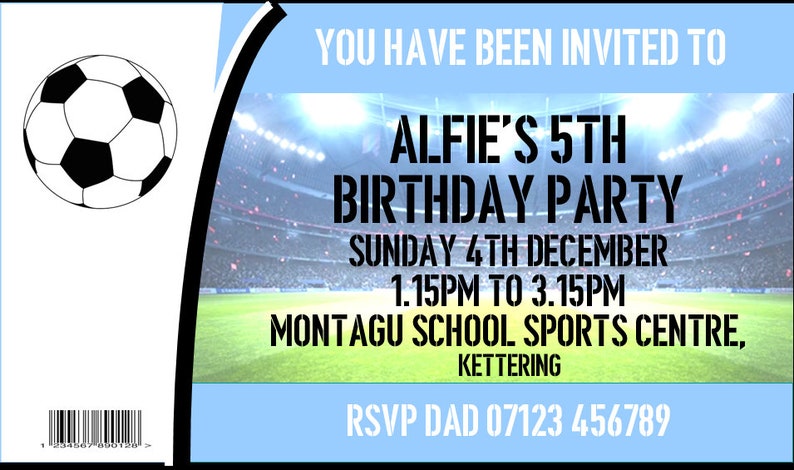 Football Ticket / Birthday Party / Boys / Girls / Invitation / Football ...