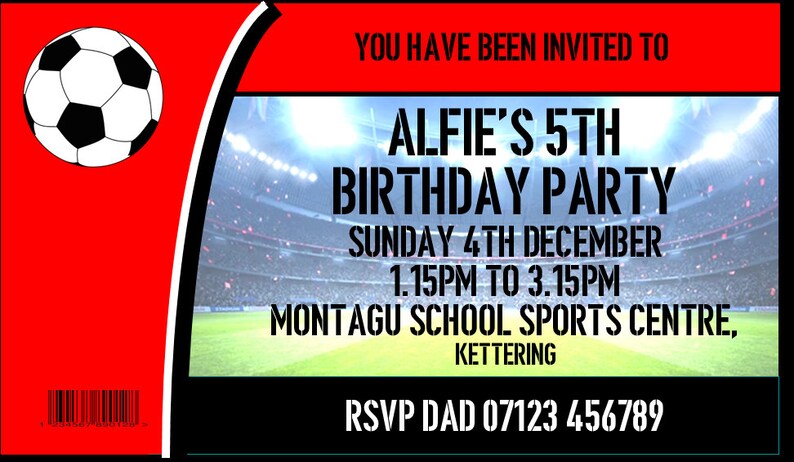 Football Ticket / Birthday Party / Boys / Girls / Invitation / Football ...