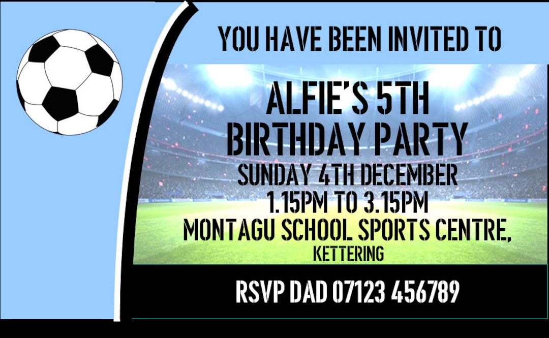 Football Ticket / Birthday Party / Boys / Girls / Invitation / Football ...