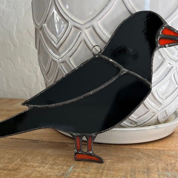 Stained Glass Crow Window - Etsy