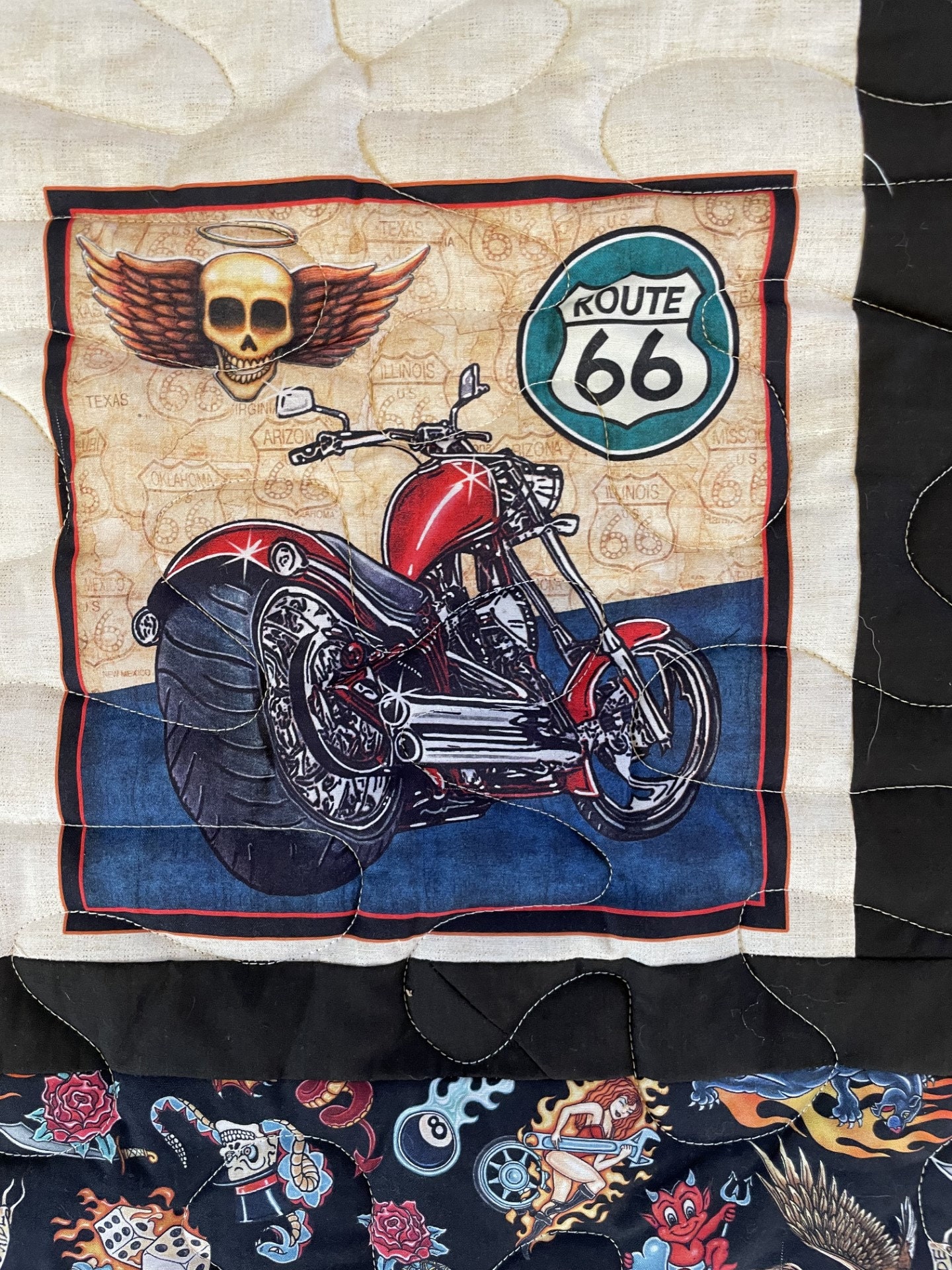Handmade Throw Quilt Motorcycle Enthusiast Blanket Patchwork, Bike ...