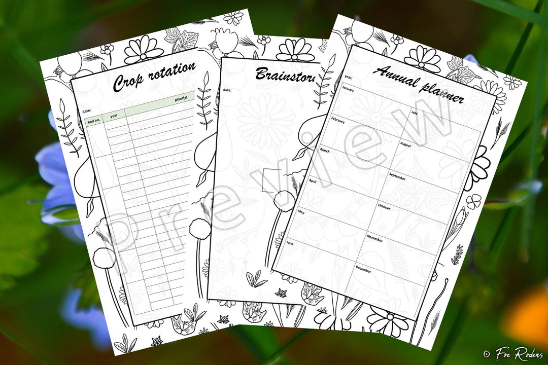 Beautiful Garden Planner, Plant Logbook. PDF, 34 Attractive Templates ...