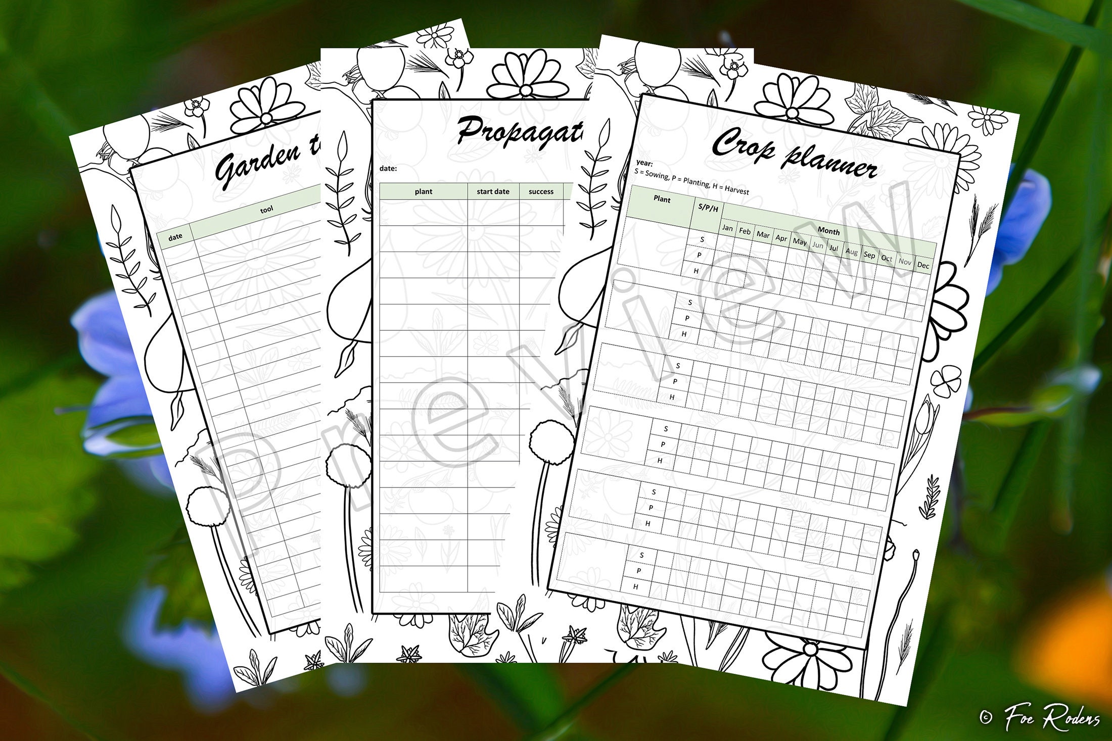 Beautiful Garden Planner, Plant Logbook. PDF, 34 Attractive Templates ...