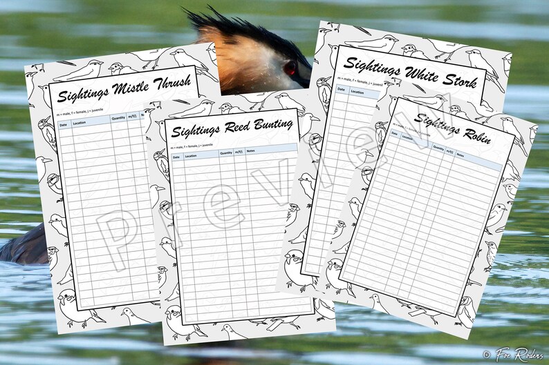 Bird Watching: 115 PDF Files, Instant Download, Printable, Bird Log in ...