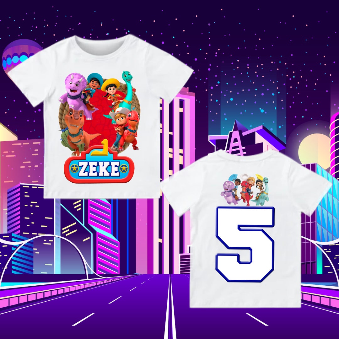 Kids Dino Ranch Birthday Tee Personalized Ranch Dino Tee Front and Back ...