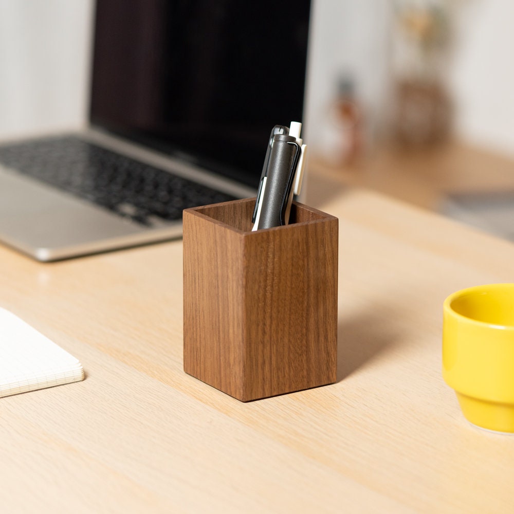 Wooden Desktop Pen Holder | Pen Cup | Desk Organizer | Simple Design ...