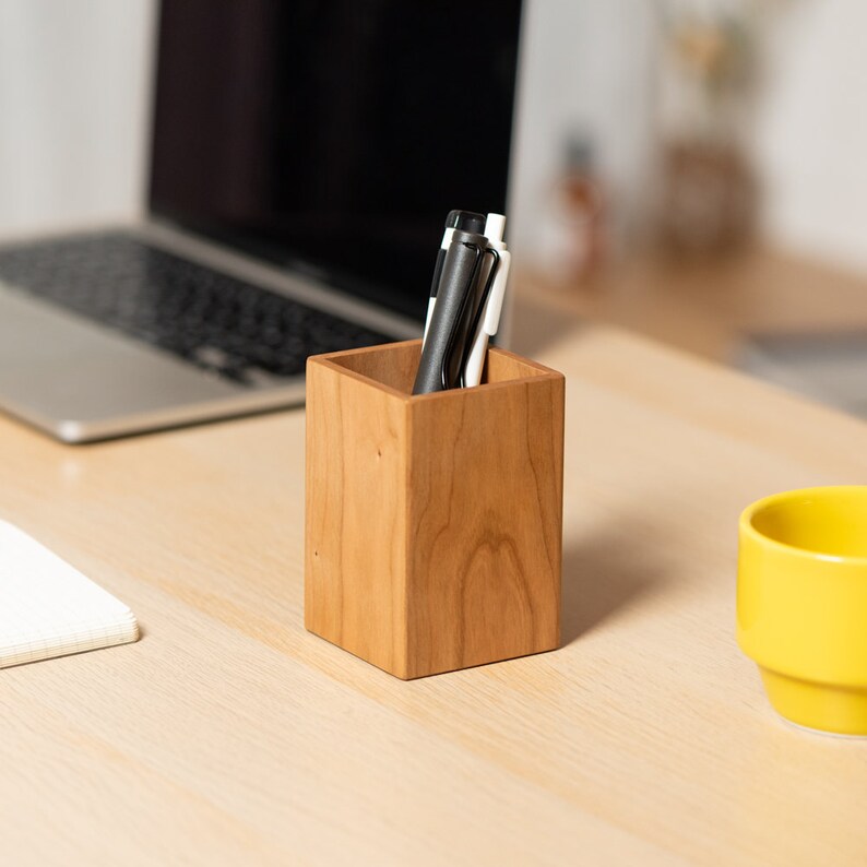 Wooden Desktop Pen Holder | Pen Cup | Desk Organizer | Simple Design ...