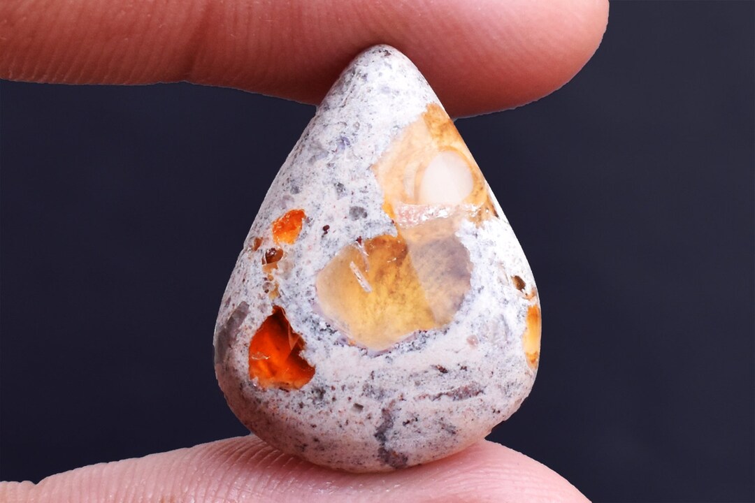 Natural Mexican Fire Opal Pear Shape Cabochon, Smooth Polished Fire ...