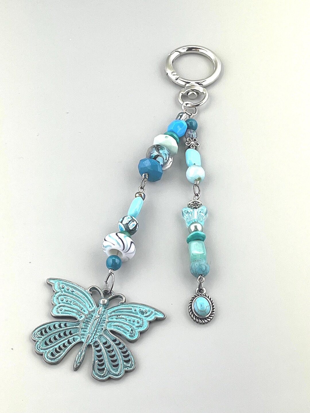 Bag Charm, Turquoise Blue, Silver, Swivel, Quality, Unique, Handmade - Etsy
