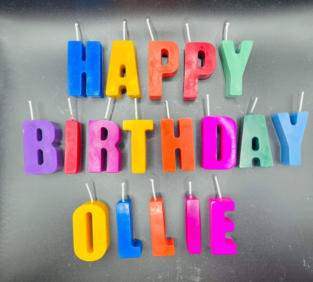 Personalized Birthday Candles: Colorful Soy Wax Letter Cake Topper - Etsy