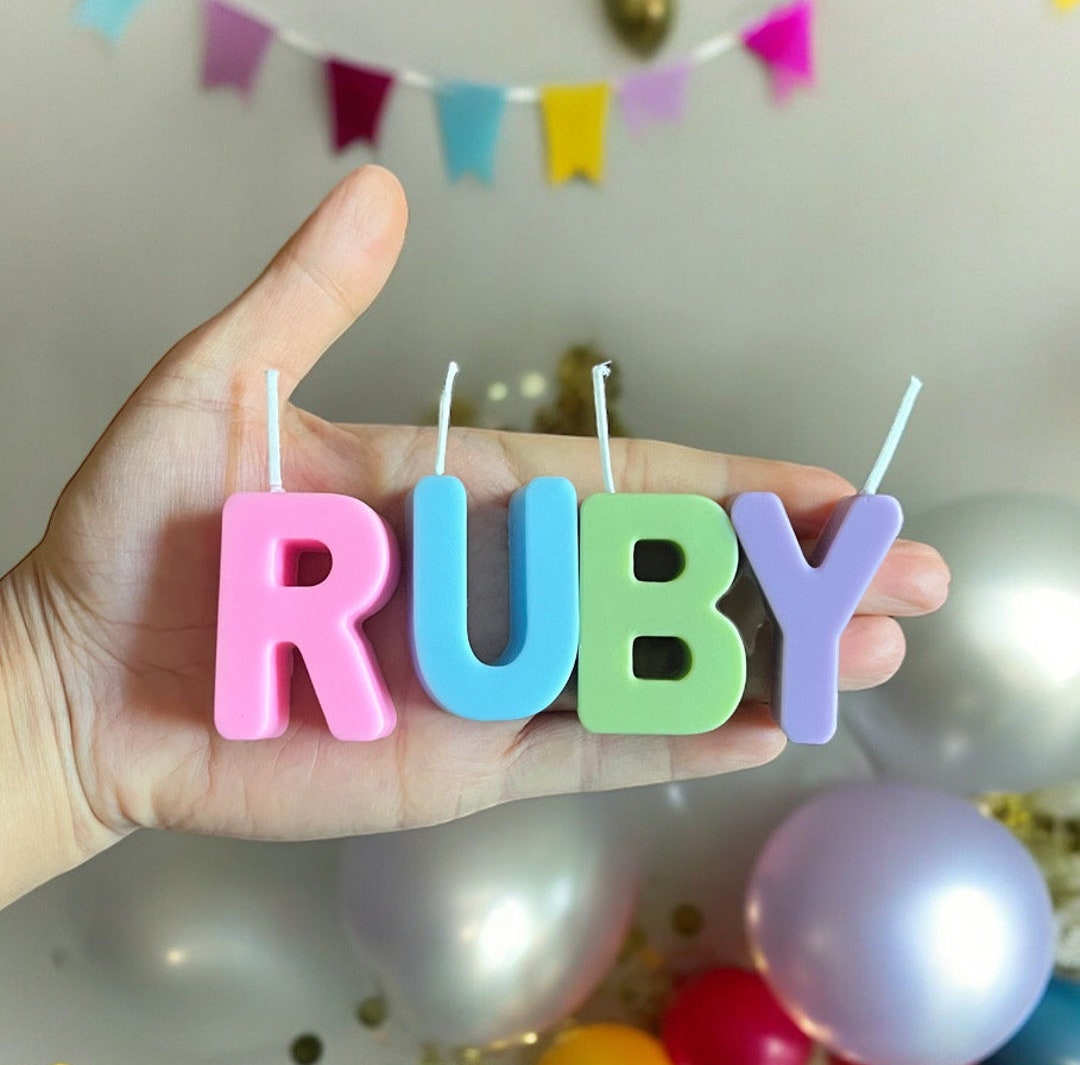 Handmade Letter Candles: Personalized Birthday Cake Topper - Etsy