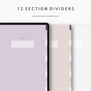 12 Tab Digital Notebook Minimalist Notebook 25 Paper Template Goodnotes ...