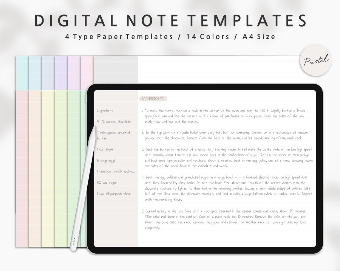 Digital Note Templates Horizontal Two Column Minimalist Notebook ...