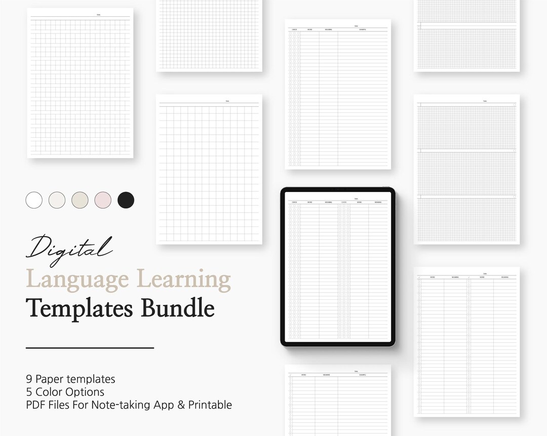 Digital Language Learning Template Bundle Korean Japanese Chinese Voca ...