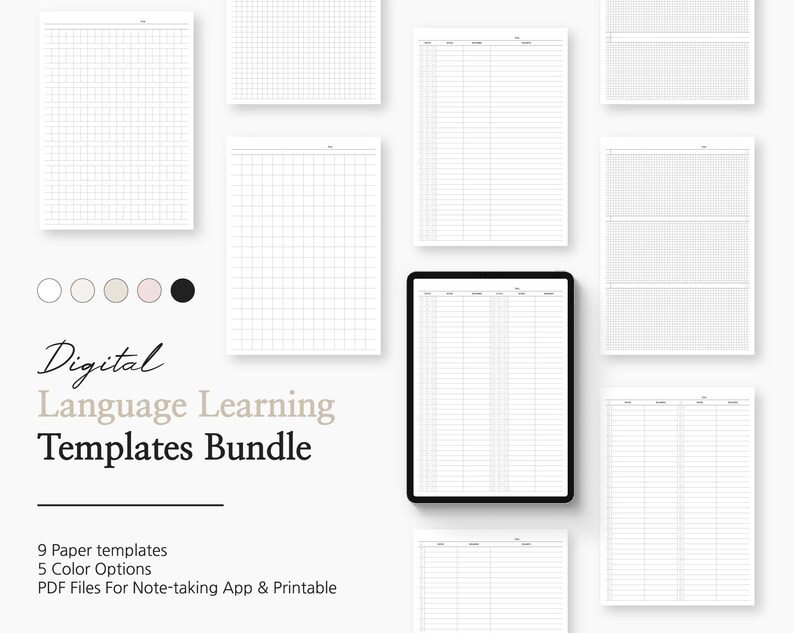 Digital Language Learning Template Bundle Korean Japanese Chinese Voca ...