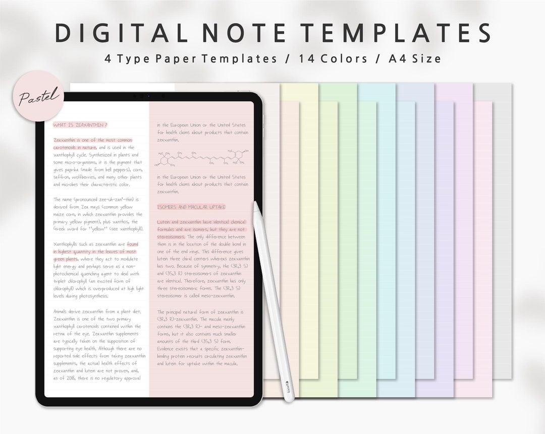 Digital Note Templates Two Column Minimalist Notebook Digital ...