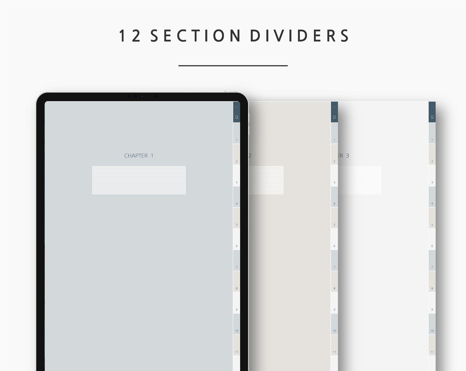 12 Tab Digital Notebook Minimalist Notebook 25 Paper Template - Etsy