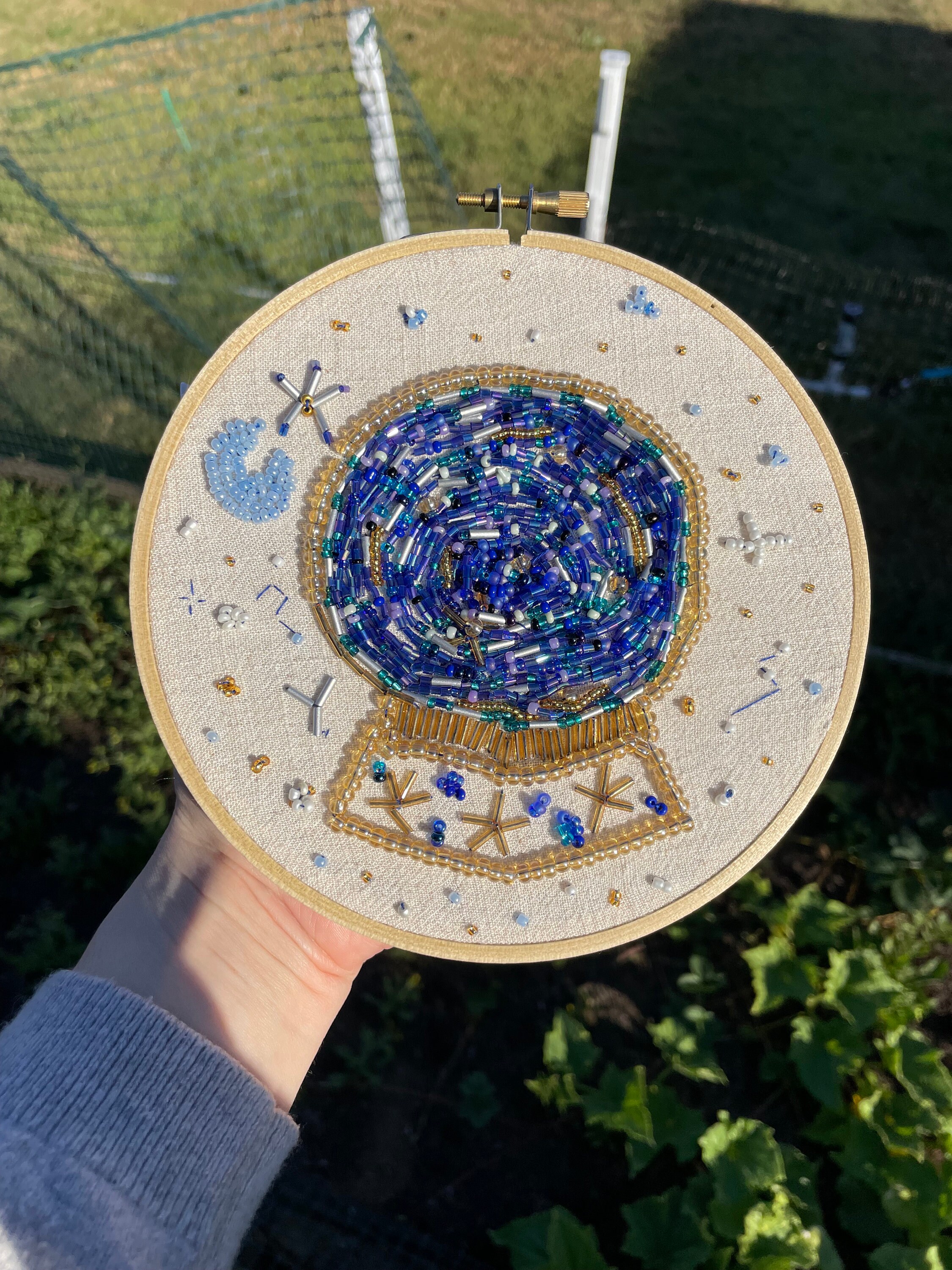 Hand Beaded Embroidery Hoop- Spellbound Crystal Ball Design. - Etsy