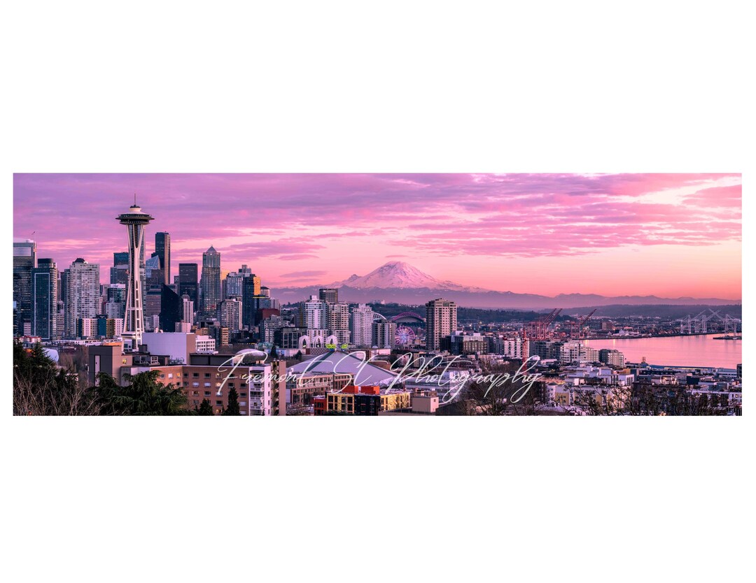 Seattle Photography, Wall Decor, City Landscape Print, Sunset Photo ...