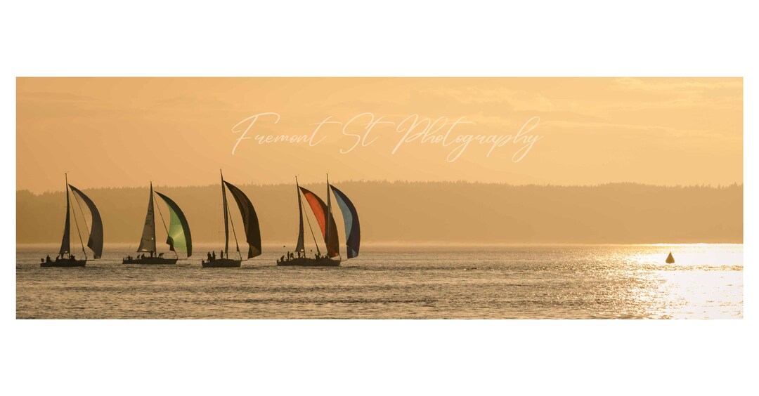 Puget Sound Photography, Wall Decor, Sailboat Racing Print, Pacific ...