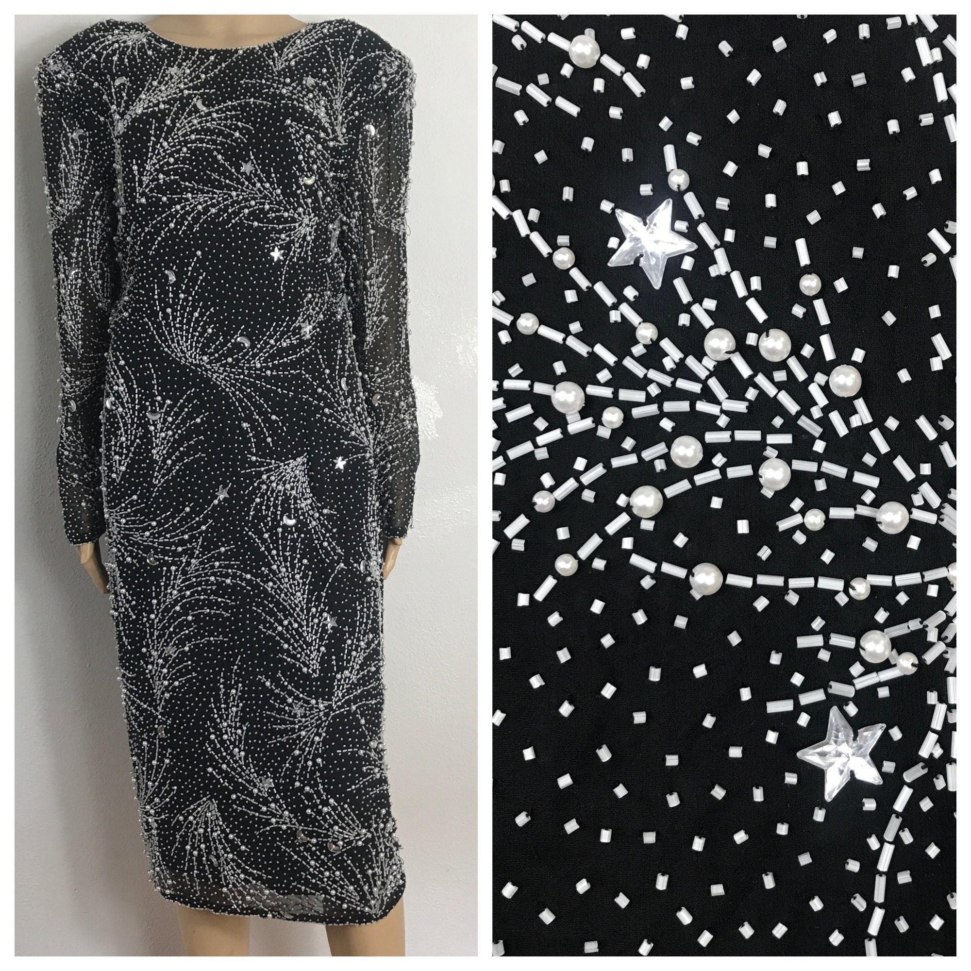 Moon and Stars Sequin Dress / Pearls / New Years - Etsy