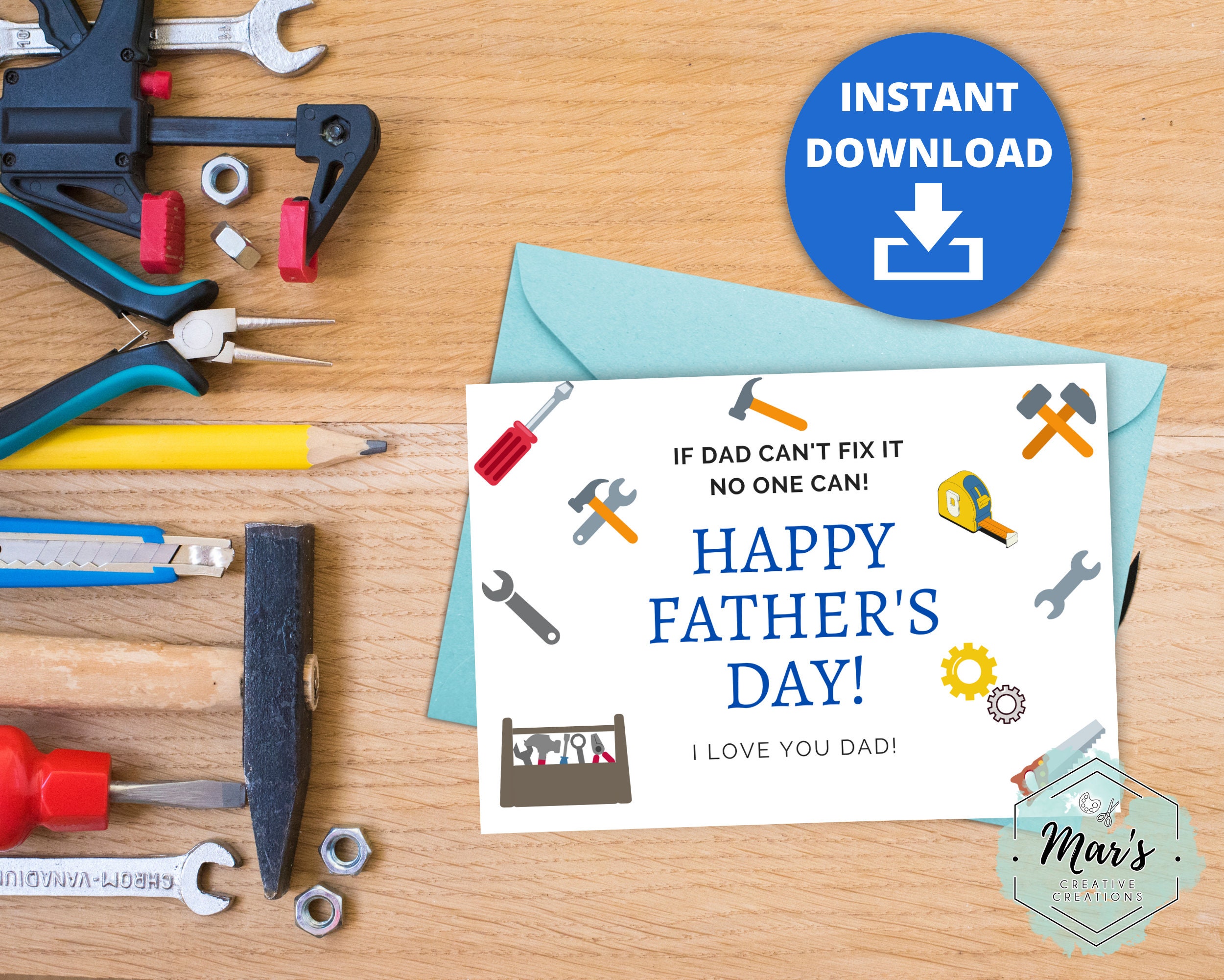 Fathers Day Card Printable, Fathers Day Card, Dad Can Fix Anything ...