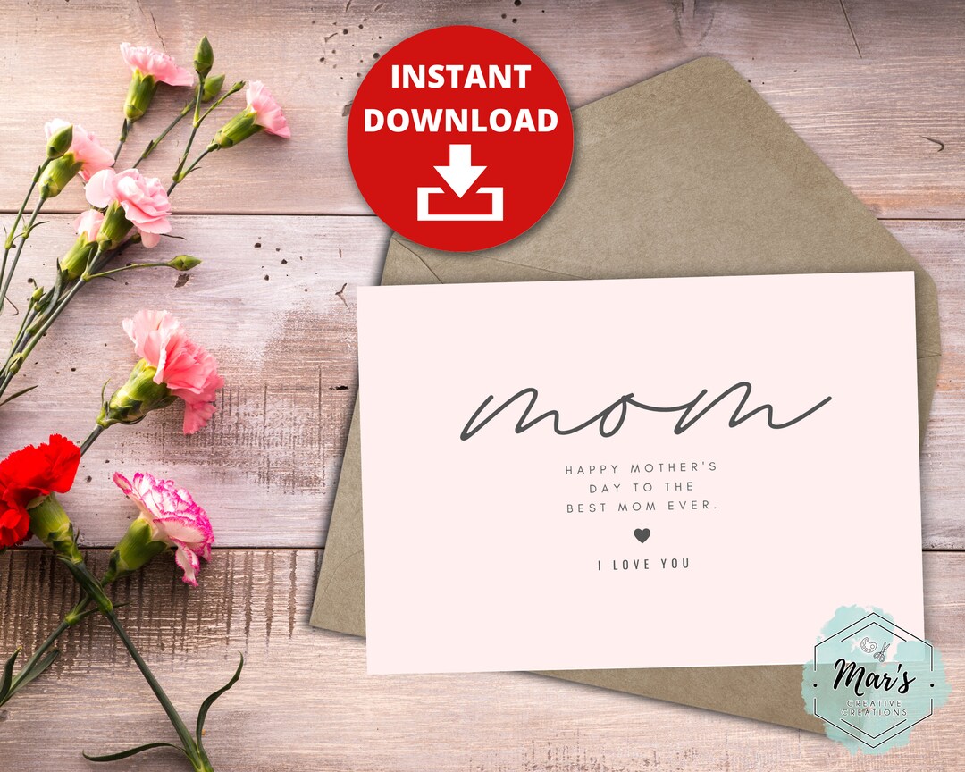 Mother's Day Card, Printable Card for Mom, Printable Mother's Day Card ...